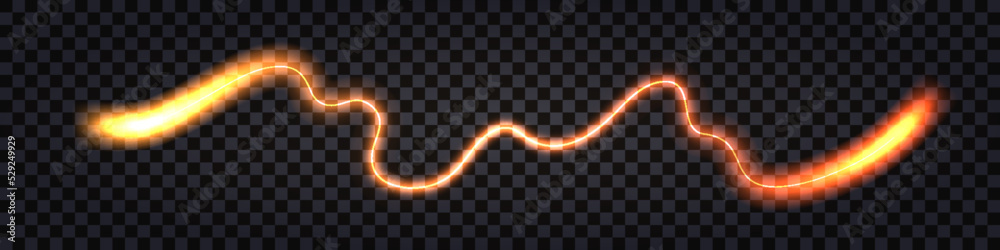 Glowing fiery wave swirl, red hot light trail, neon glow effect ...