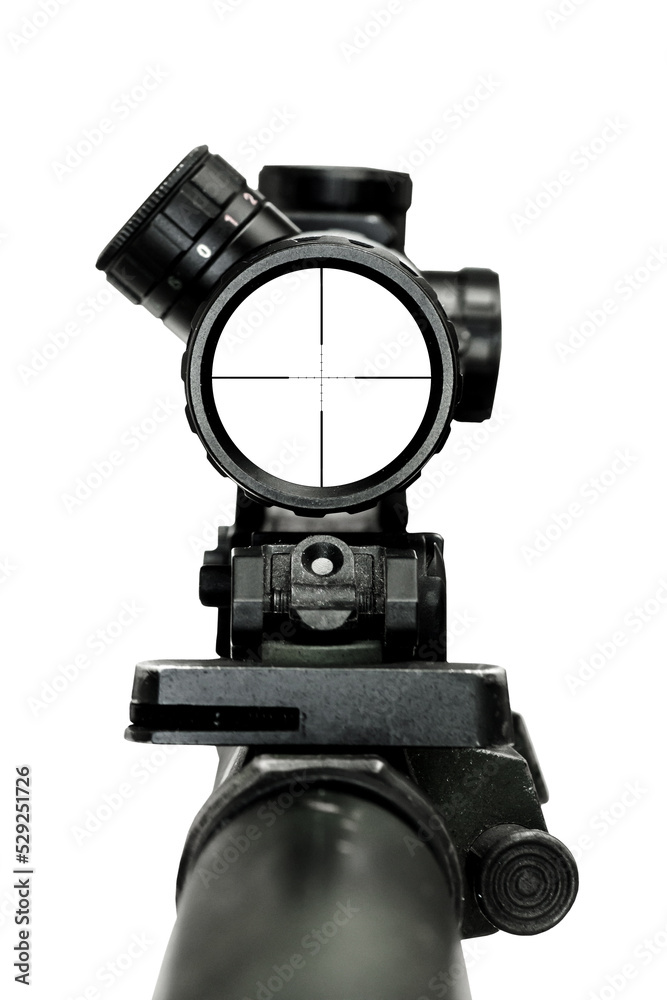 POV sniper scope aim mounted on rifle weapon transparent Stock Photo ...