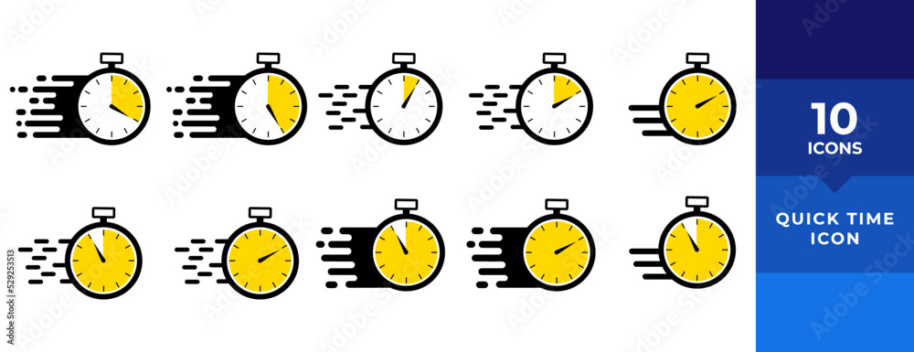 Timer icons set. Quick time or deadline icon. Express service symbol ...