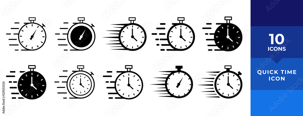 Timer icons set. Quick time or deadline icon. Express service symbol ...