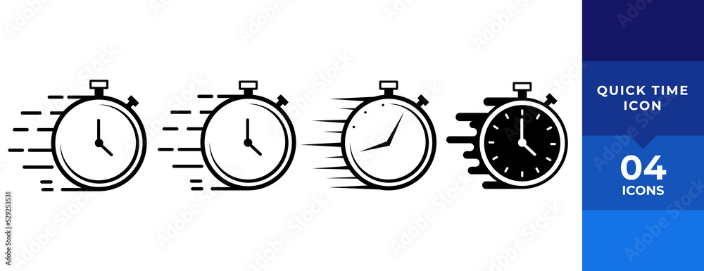 Timer icons set. Quick time or deadline icon. Express service symbol ...