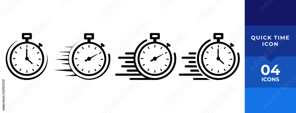 Timer icons set. Quick time or deadline icon. Express service symbol ...