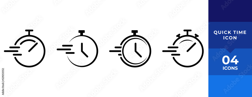Timer icons set. Quick time or deadline icon. Express service symbol ...