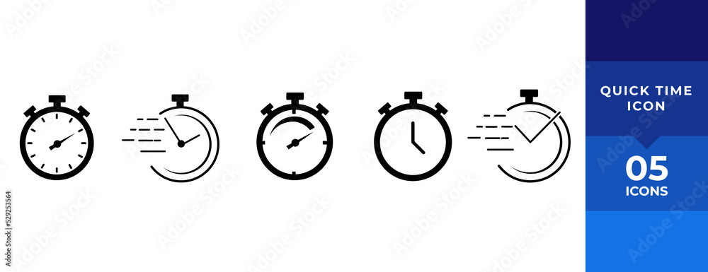Timer icons set. Quick time or deadline icon. Express service symbol ...