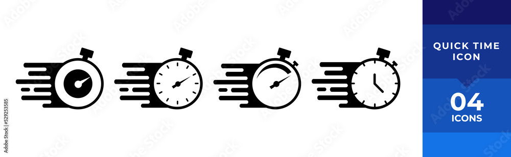 Timer icons set. Quick time or deadline icon. Express service symbol ...