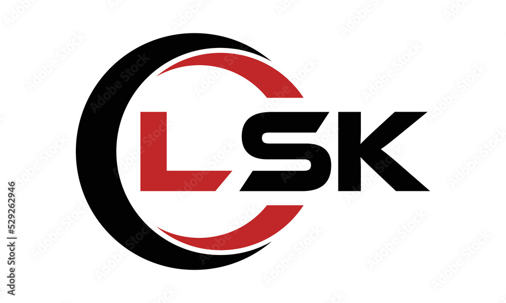 LSK three letter swoosh logo design vector template | monogram logo ...