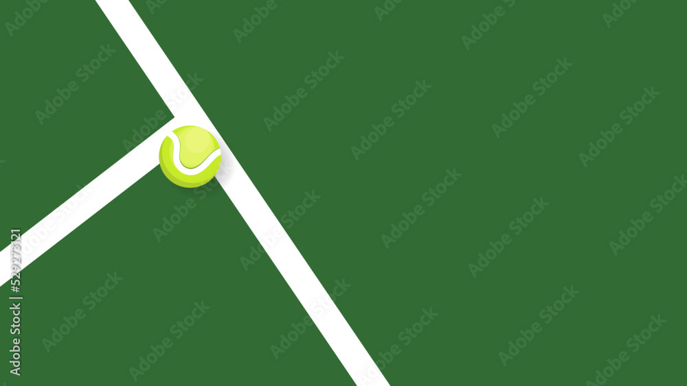 Tennis ball on the white line in the green tennis court , Illustrations ...