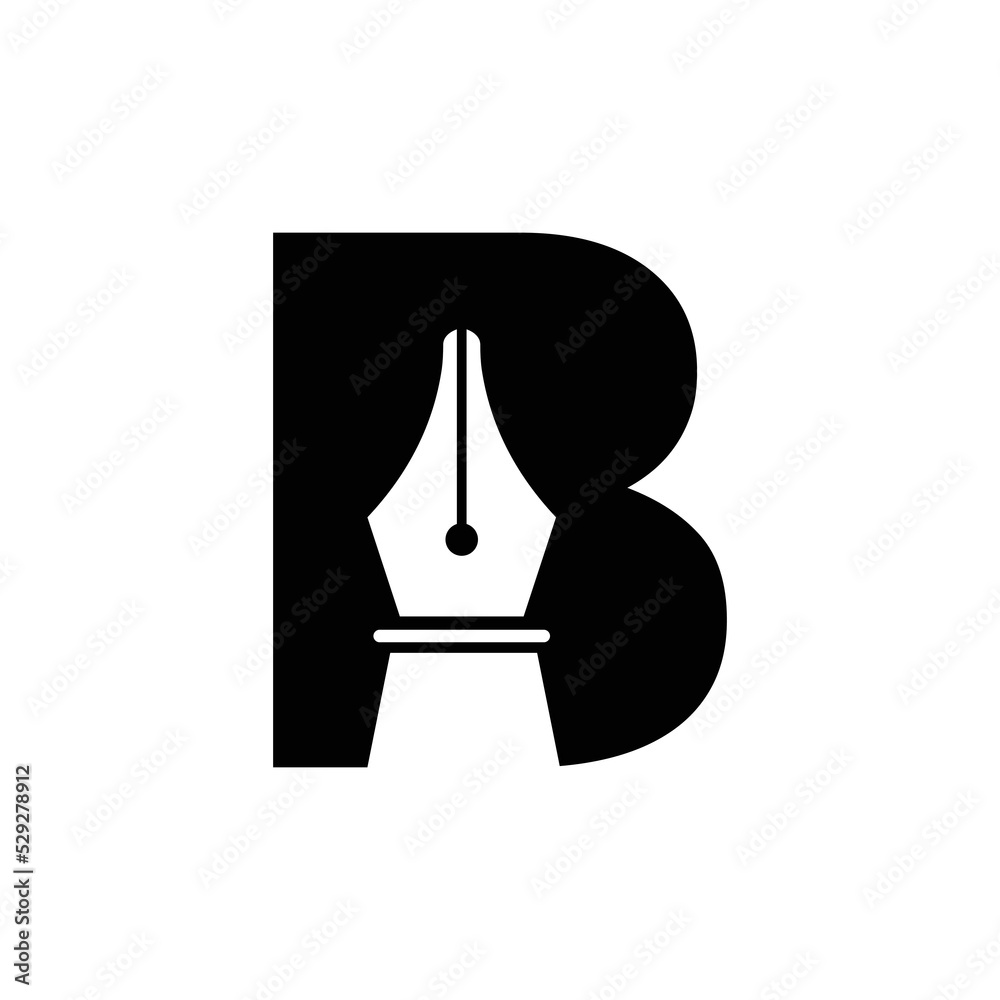 Initial Letter B Pen Nib Icon For Education Logo and Law Symbol Vector ...