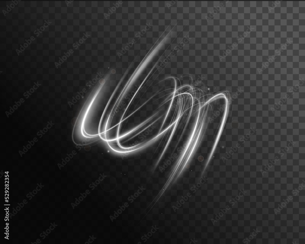 Light white Twirl. Curve light effect of white line. Luminous white ...