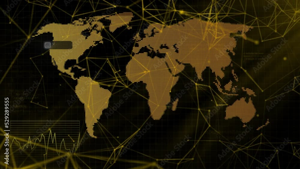 Graphic map of world with changing numbers. Motion. 3D world map with ...