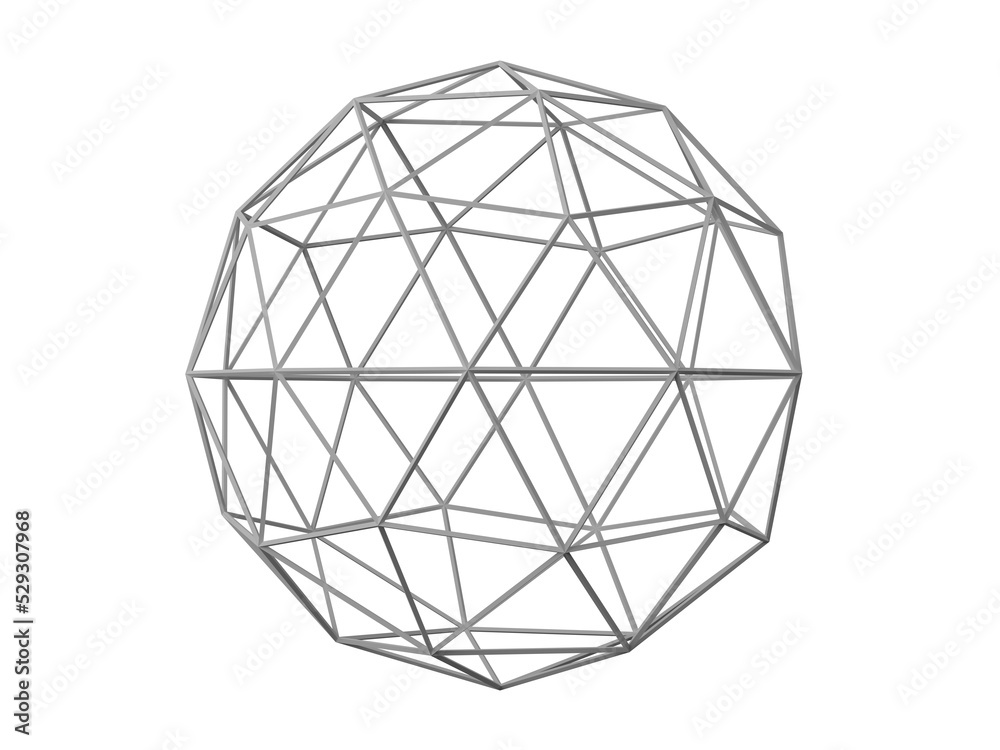 3d render of a polygon sphere wireframe . Perferct form with ...