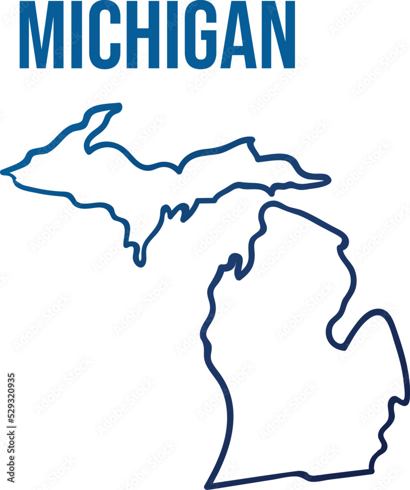 Michigan state outline blue gradient map Stock Vector | Adobe Stock