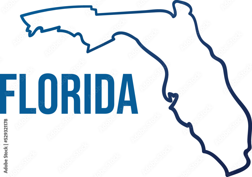 Isolated Florida state outline blue gradient map Stock Vector | Adobe Stock