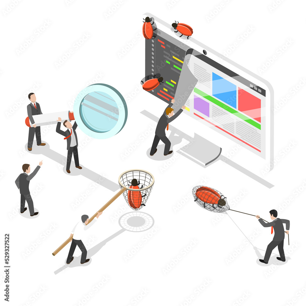 Software testing flat isometric concept. Stock Illustration | Adobe Stock