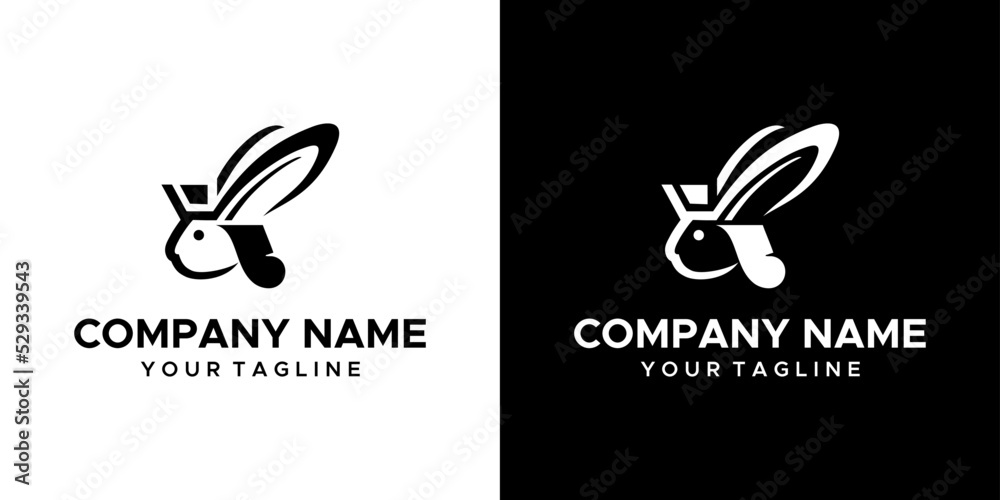 a graphic image of a jack rabbit themed, on a black and white ...