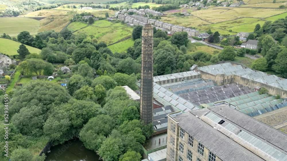 Drone Aerial footage of a typical industrial village in Yorkshire ...