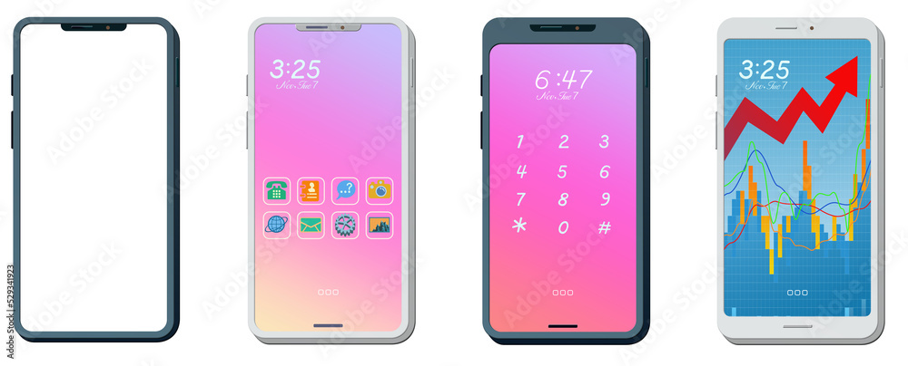 Smartphone set base screen illustration mockup mobile phone transparent ...