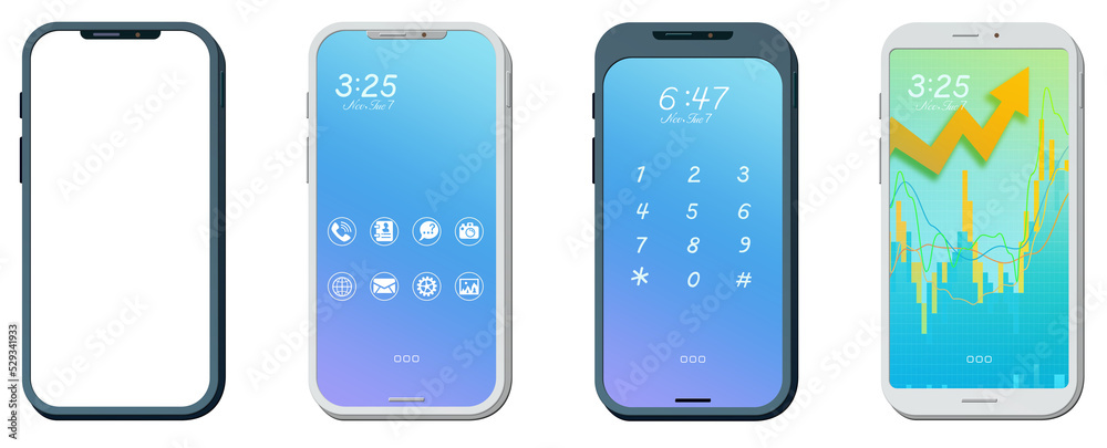 Smartphone set base screen illustration mockup mobile phone transparent ...