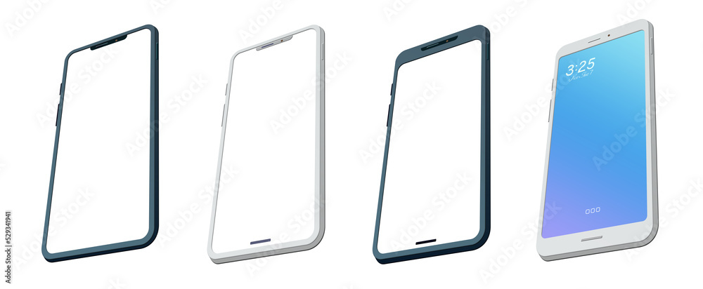 Smartphone set transparent screen illustration mockup mobile phone ...