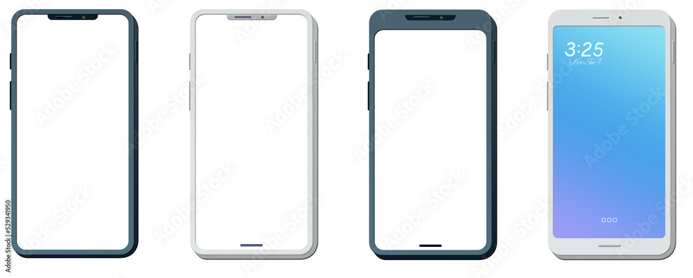 Smartphone set transparent screen illustration mockup mobile phone ...