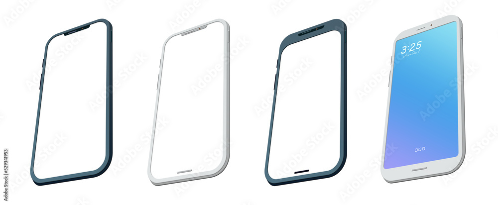 Smartphone set transparent screen illustration mockup mobile phone ...