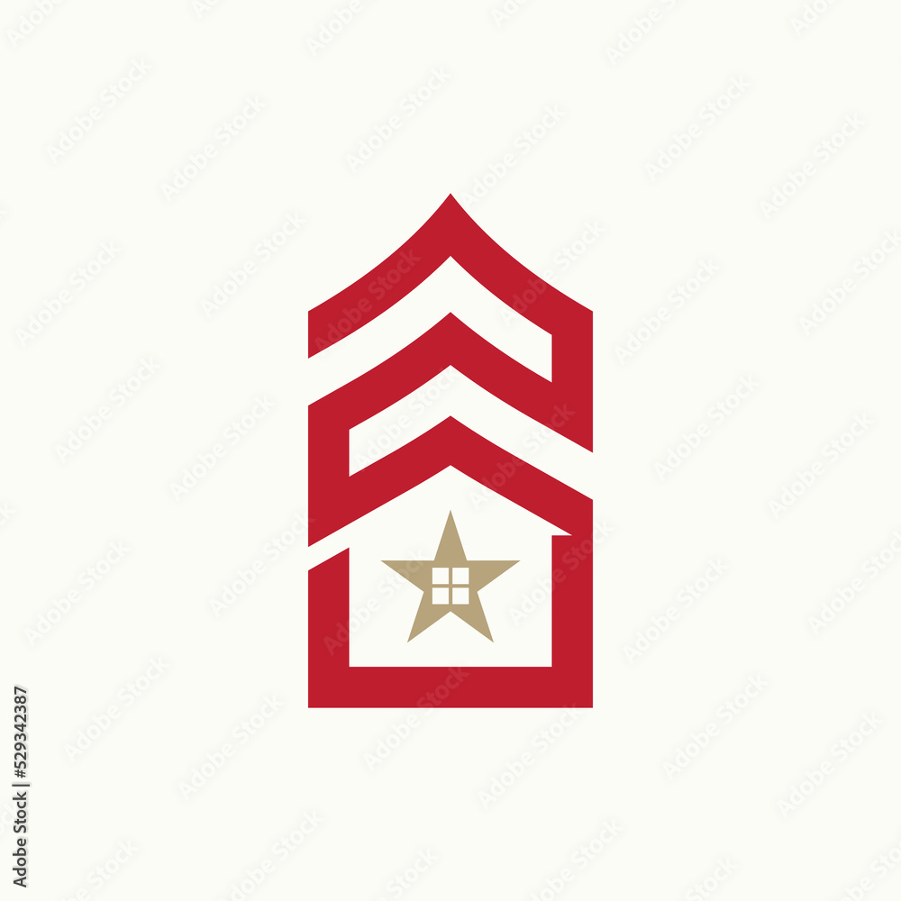 Simple and unique army veteran sign with home or roof house image ...