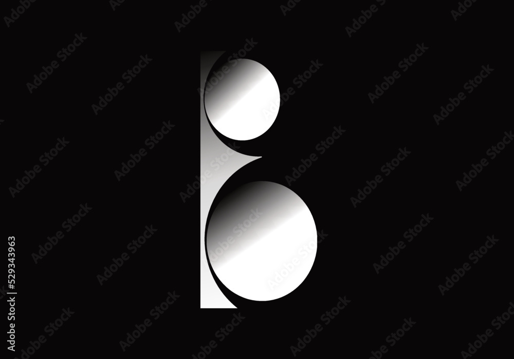 Capital letter B. of white intertwined strip on a black background ...