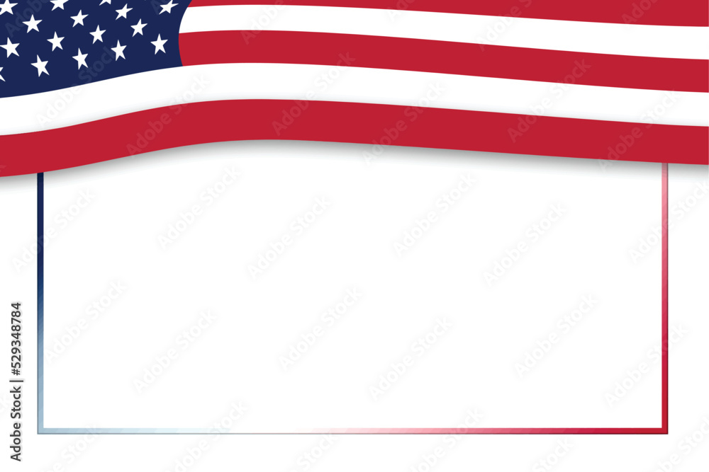 american flag top border with box cutout illustration for card ...