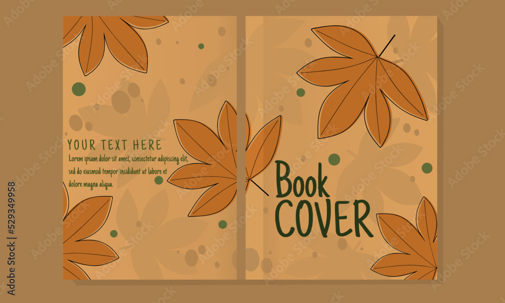brown colour book cover set.Botanical floral design element for ...