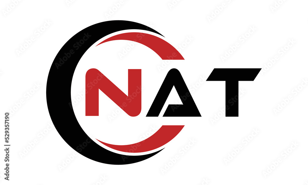 NAT three letter swoosh logo design vector template | monogram logo ...