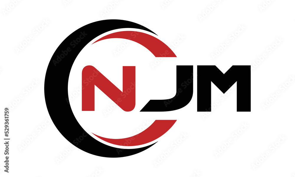 NJM three letter swoosh logo design vector template | monogram logo ...