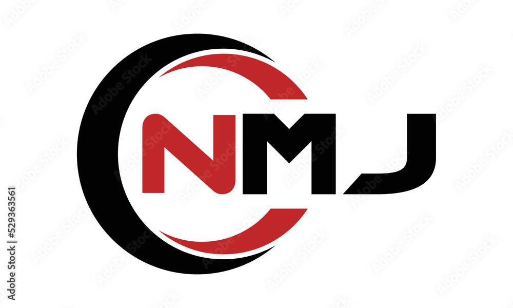 NMJ three letter swoosh logo design vector template | monogram logo ...