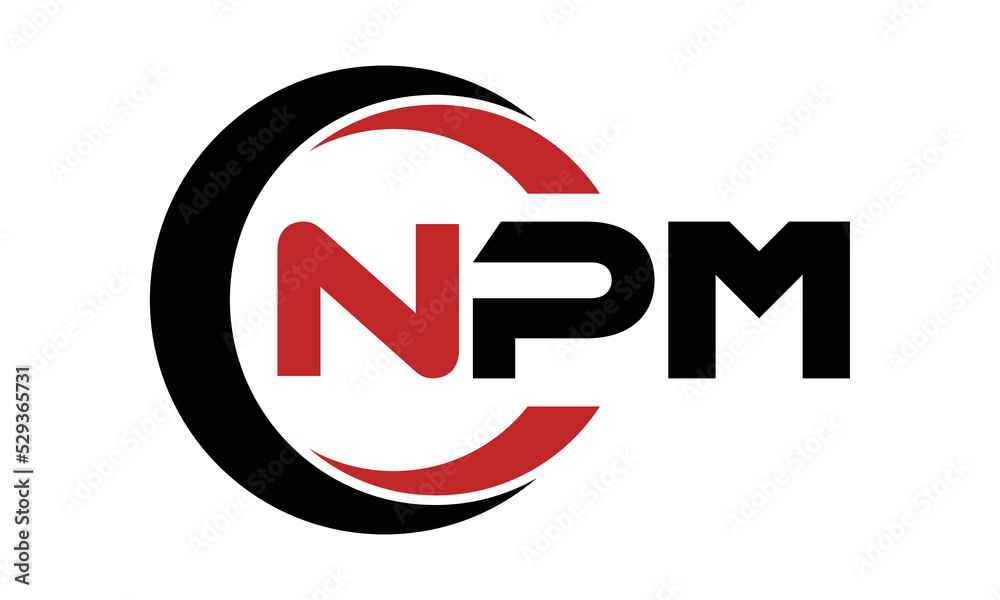 NPM three letter swoosh logo design vector template | monogram logo ...
