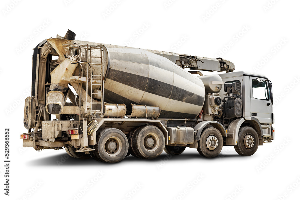 Concrete mixer truck isolated. Loading concrete mixer truck. close-up ...