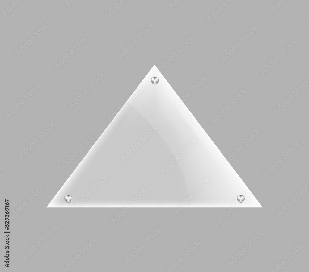 Triangle blank glass plate isolated icon. Glassy signage template ...