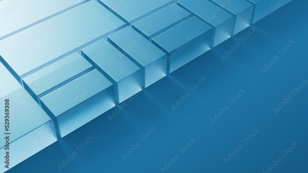 Acrylic Blocks on a Blue Surface. Futuristic Tech Aesthetic with copy ...