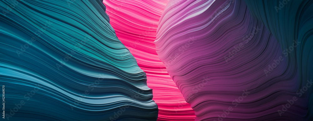 Pink and Turquoise Abstract 3D Wallpaper. Stock Illustration | Adobe Stock