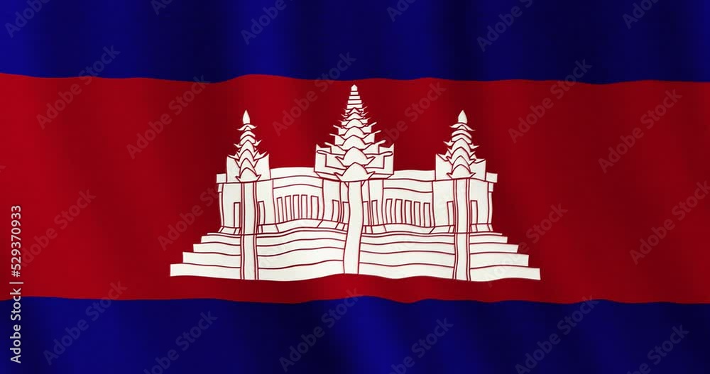 Cambodian flag seamless loop animation. 4k animation background with ...