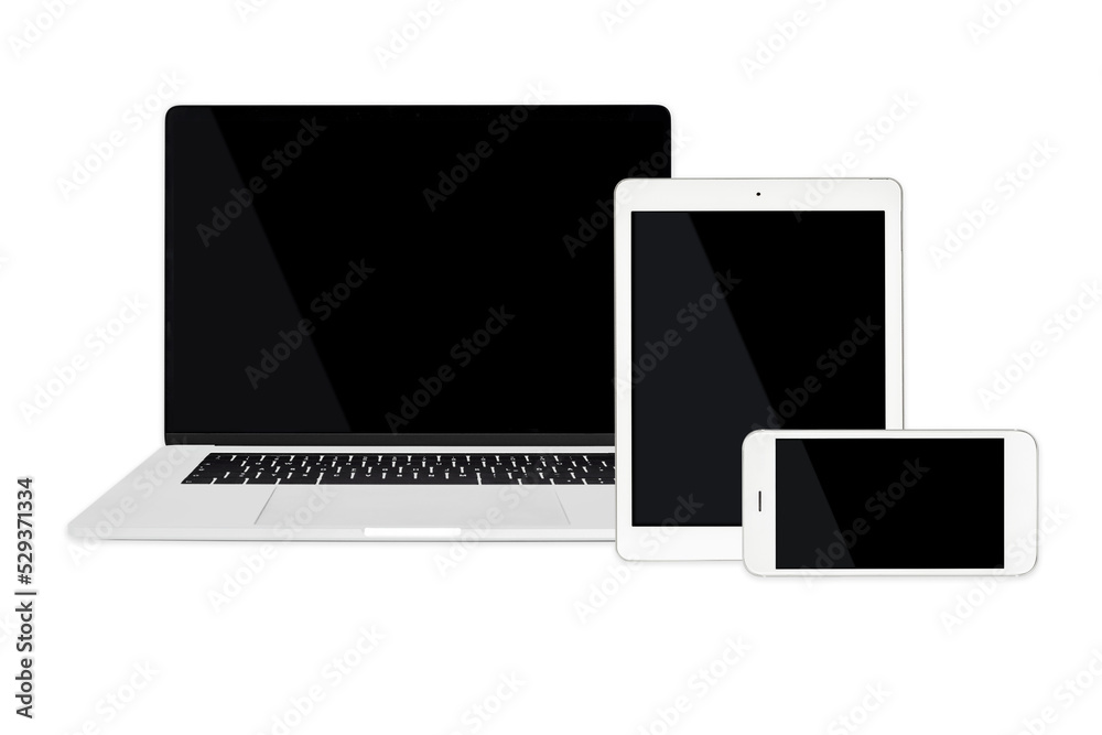 Set of isolated modern mobile technology devices template for ...