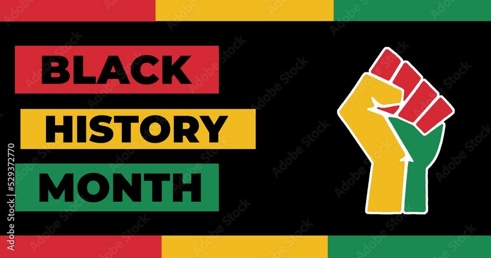 Black History Month Text Moving on Black Background. 4K 3D rendering ...