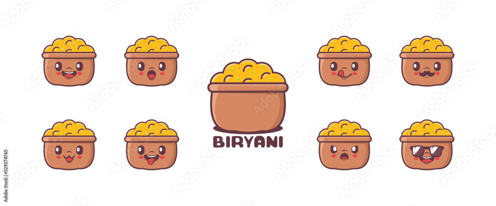 Biryani rice cartoon. indian food vector illustration Stock Vector ...