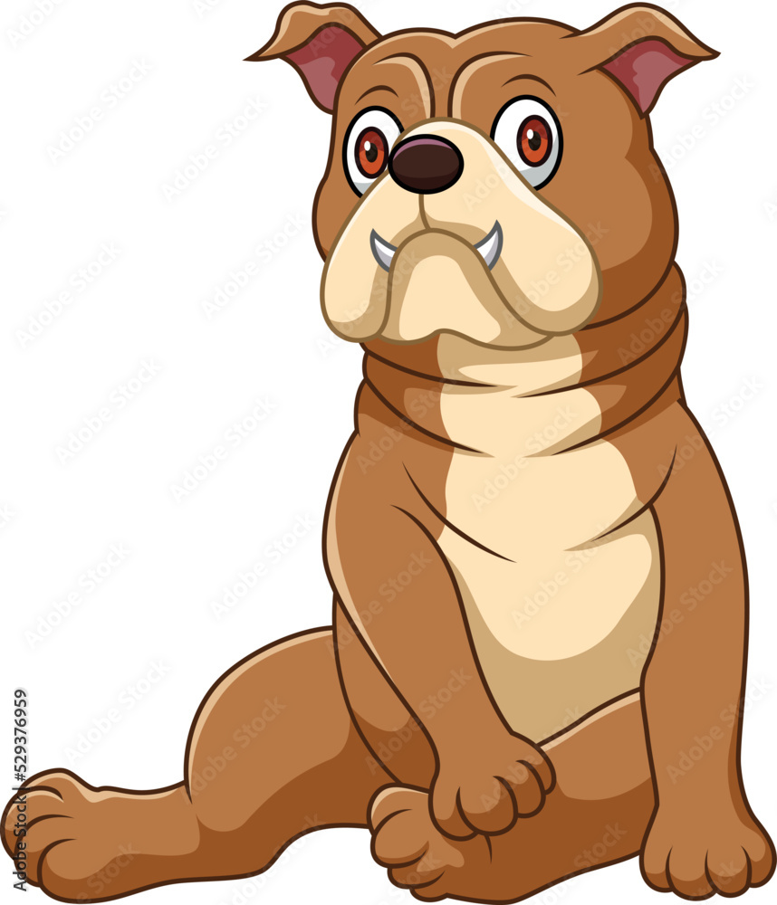 Cartoon bulldog sitting on white background Stock Vector | Adobe Stock