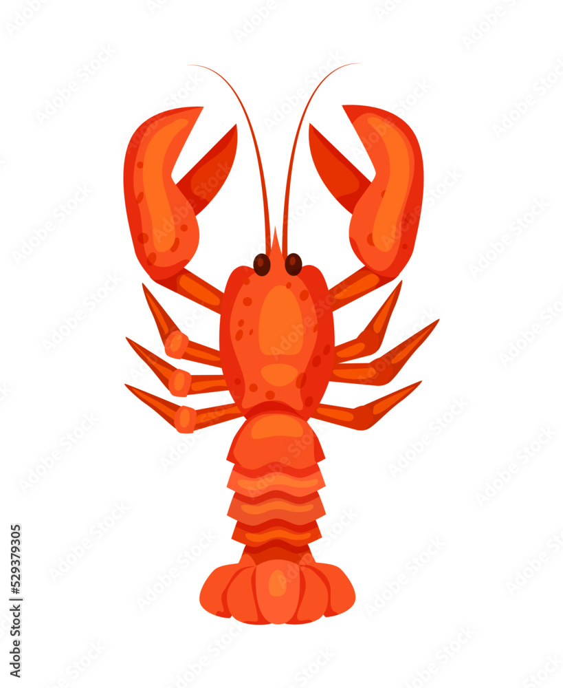 Lobster icon in cartoon style. Natural fresh seafood, restaurant menu ...