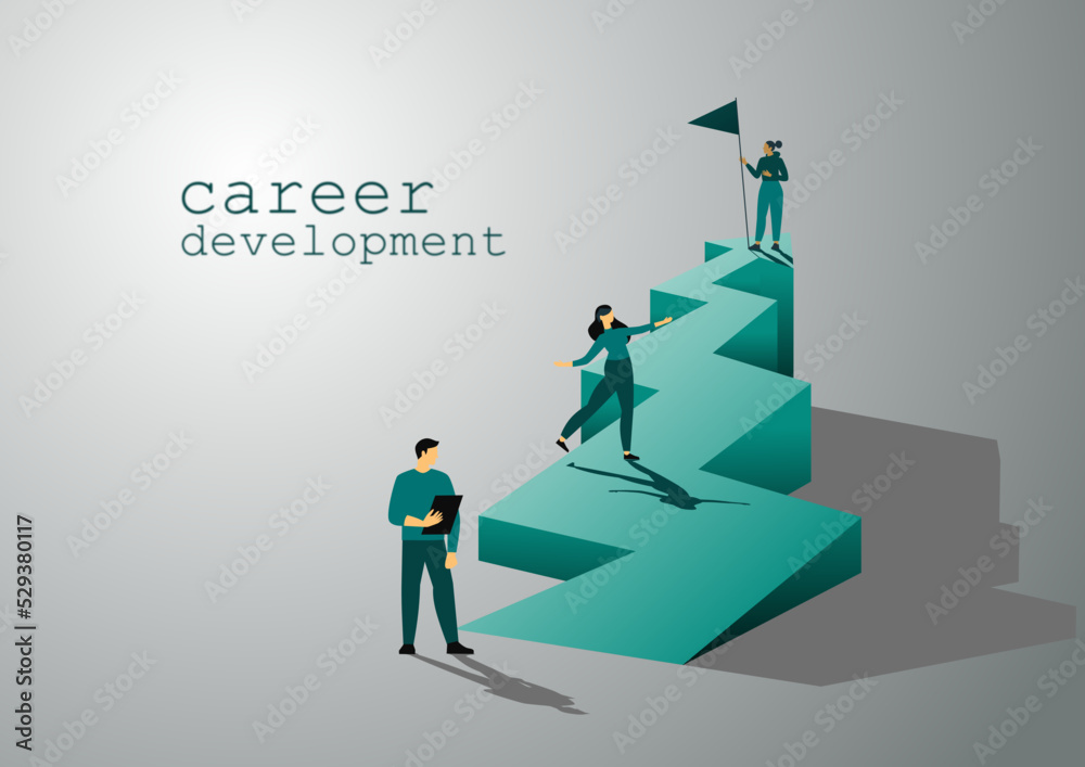 Career Development vector illustration. Mentorship, upskills and self ...