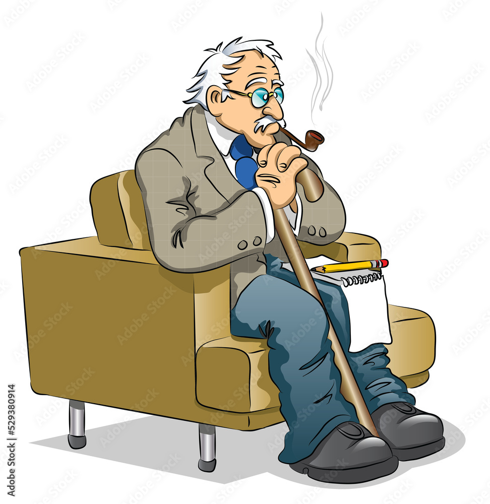 Poster Carl Jung. An old man sitting smoking a pipe – Wall Art | UkPosters