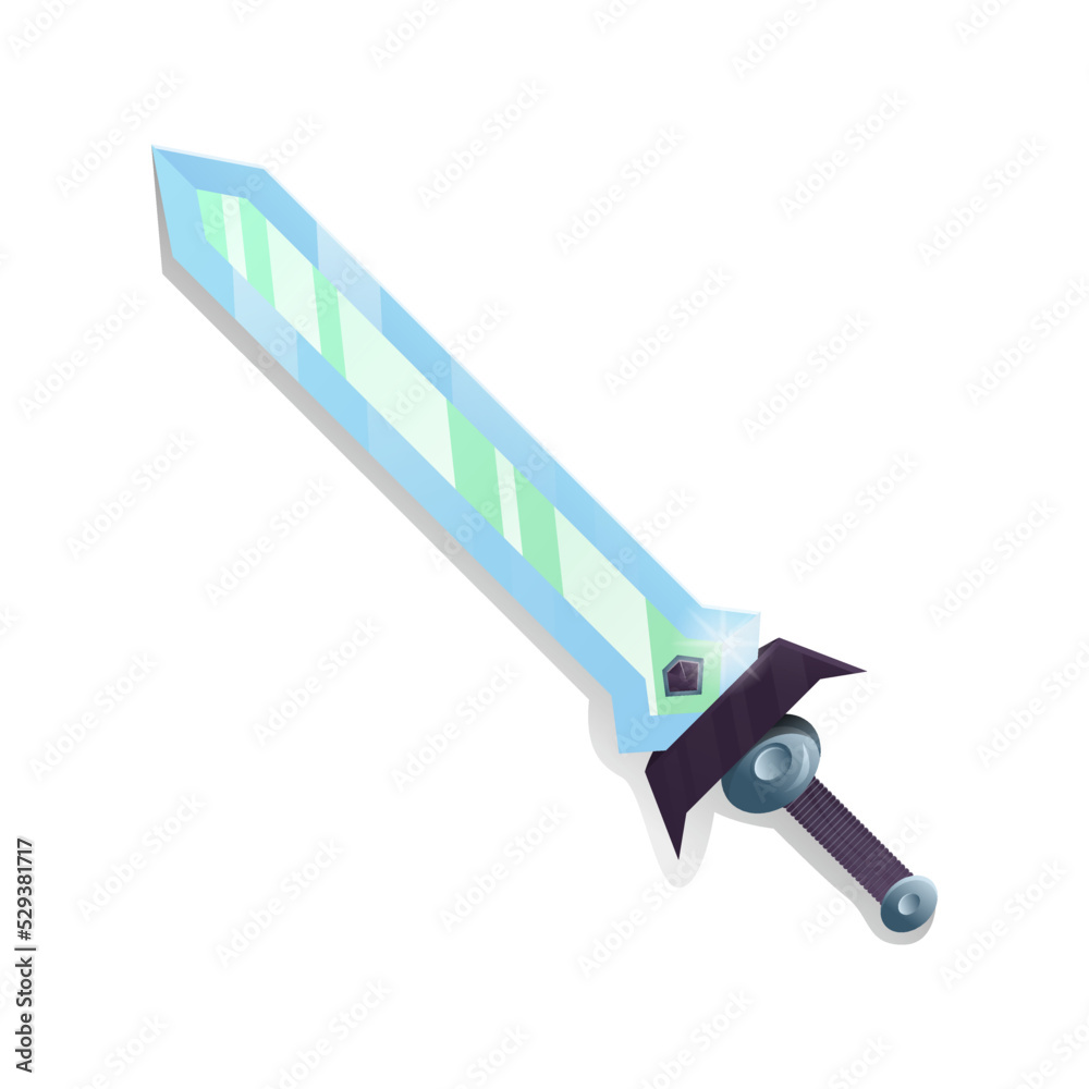 Epic sword in cartoon style. Decoration weapon for computer game design ...