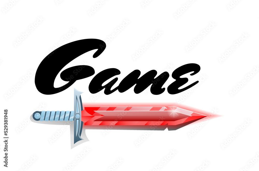 Epic fight game element with sword. Fantasy battle competition vector ...