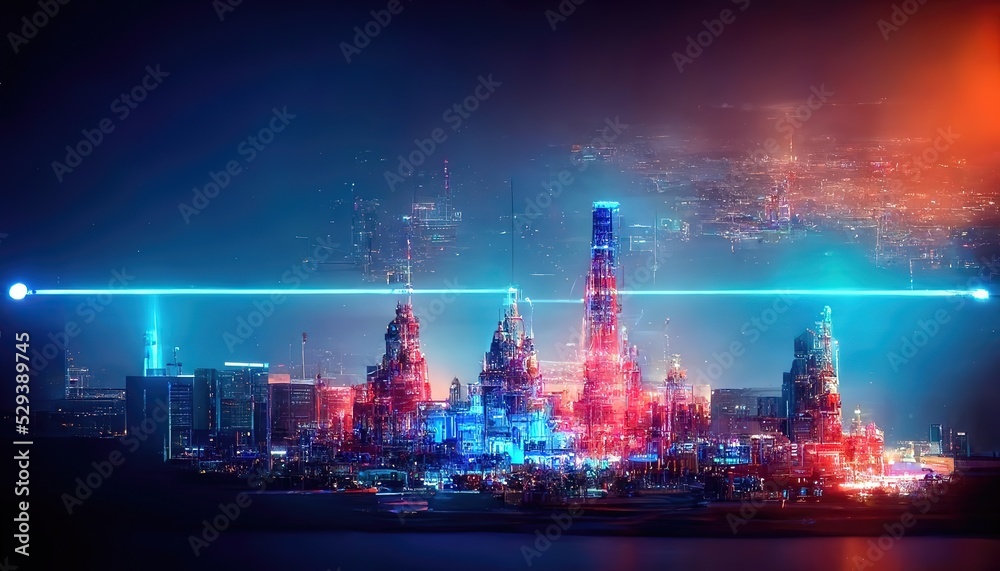 Smart city and IoT (Internet of Things) concept. ICT. Modern buildings ...