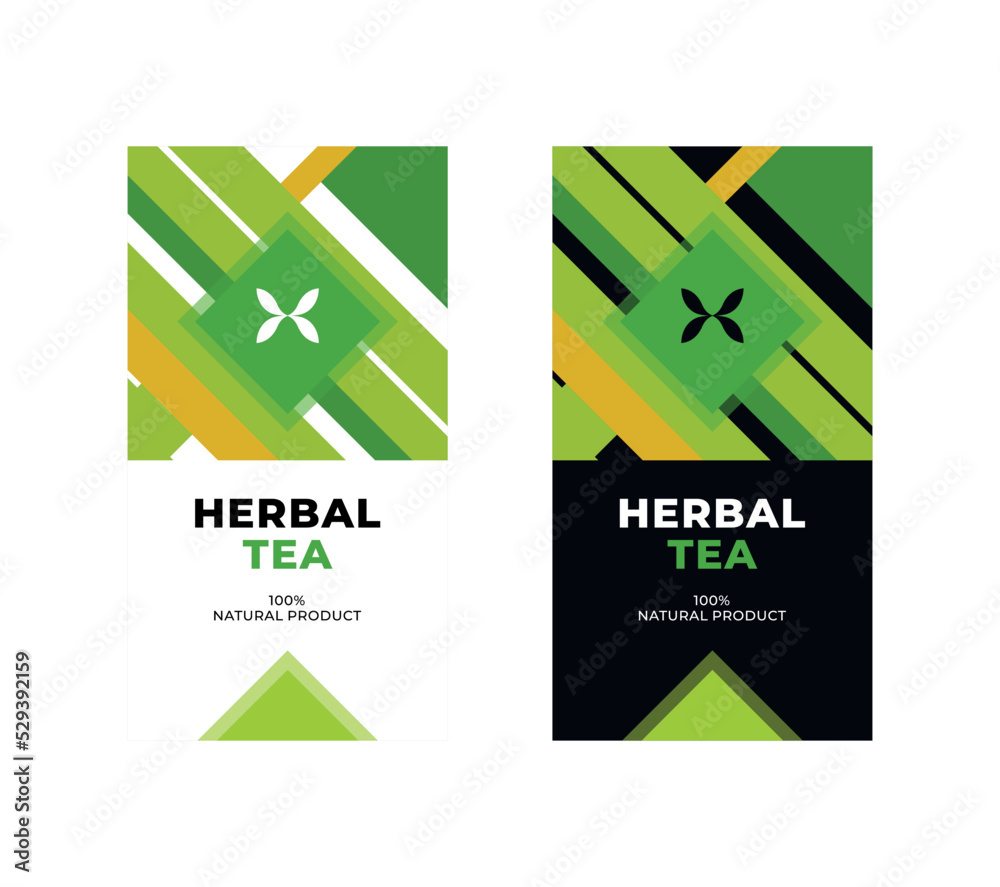 Set of vector tea packages, labels and stickers. Templates for black ...
