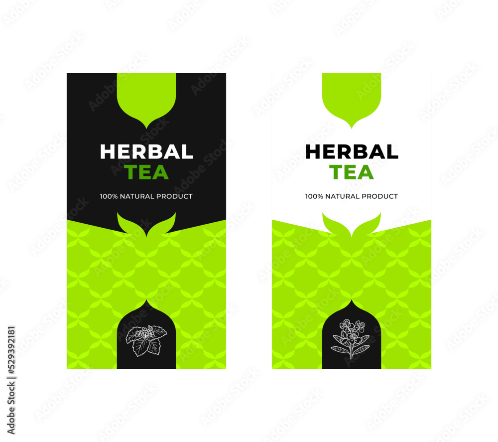 Herbal tea packaging. Sticker design for tea packaging. Herbal tea ...